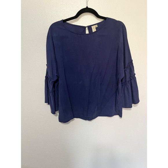 Allison Joy | Tops | Allison Joy Blouse Violet Blue With Ruffle Bell ...